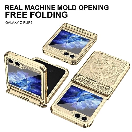 Phone Case Slim Case Compatible with Samsung Galaxy Z Flip 5 with Hinge+Camera Lens Protector,Thin Hard PC Case Fashion Protective Case for Galaxy Z Flip 5 Rugged Electroplating Cover phone protector