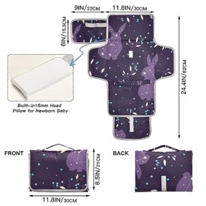 Kigai Portable Changing Pad for Baby Skip Hop Changing Pad Waterproof and Lightweight Diaper Clutch Bag Foldable Changing Mat Baby Shower Gifts, Magic Celestial Rabbits