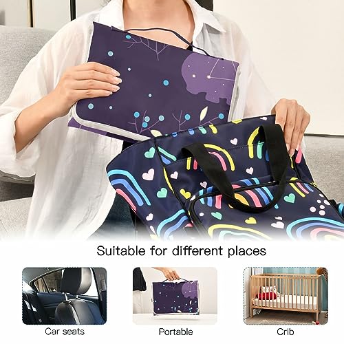 Kigai Portable Changing Pad for Baby Skip Hop Changing Pad Waterproof and Lightweight Diaper Clutch Bag Foldable Changing Mat Baby Shower Gifts, Magic Celestial Rabbits