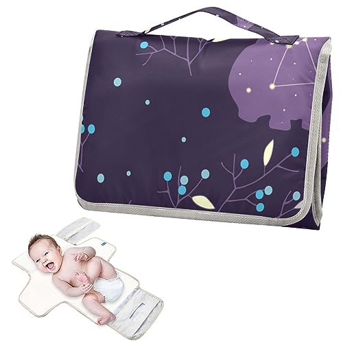 Kigai Portable Changing Pad for Baby Skip Hop Changing Pad Waterproof and Lightweight Diaper Clutch Bag Foldable Changing Mat Baby Shower Gifts, Magic Celestial Rabbits