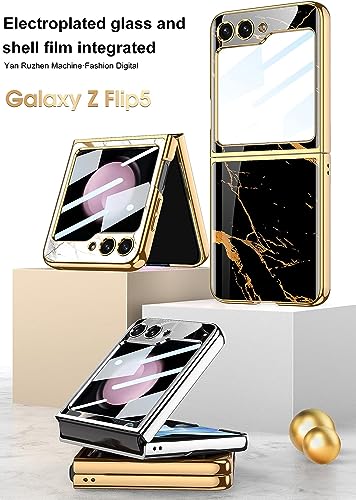 TECHY for Samsung Z Flip 5 Case Ultra-Thin Electroplated Glass Protective Cover for Samsung Galaxy Z Flip 5 Case, Mechanic