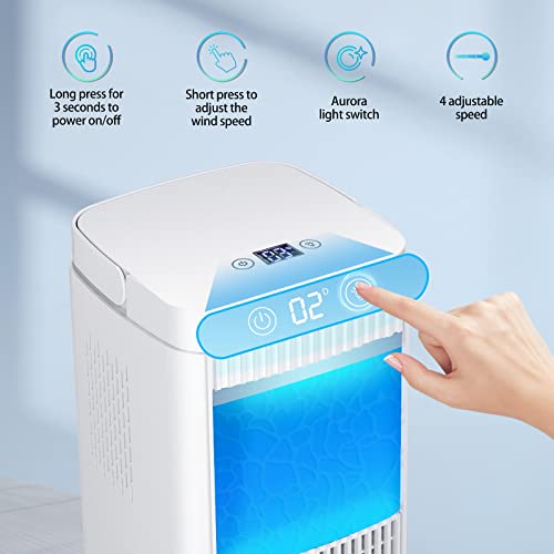 JOYENERGY Air Cooling Fan, Innovative Semiconductor Refrigeration Fan, Portable Air Conditioner Fan with 4 Wind Speeds, Desk Cooling Fan for Home, Travel and Office