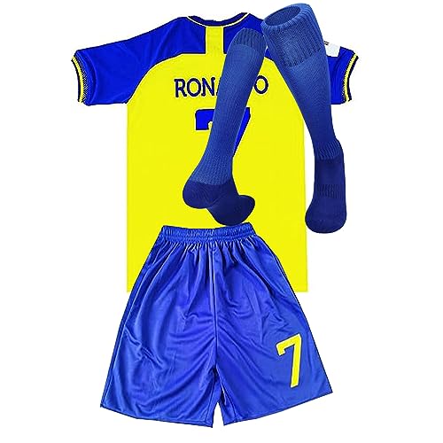 Boys' Soccer Jerseys Kids #7 Football Training Uniforms for Boys Girls Youth Soccer Shirts and Shorts Kit Set for 5-13 Years (as1, Numeric, Numeric_20, Regular, Regular, YellowBlue)