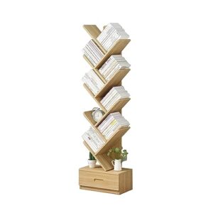 veramy 9 tier tall bookshelf tree bookshelf with drawer corner bookshelf floor standing bookcase large capacity bookshelf utility organizer shelves for living room bedroom