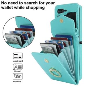 phone flip case Compatible with Samsung Galaxy Z Flip 5 Wallet Case,Quality PU Leather Flip Cover, RFID Blocking Protective Case with Card Slots Holder Girls/Ladies-Shoulder Strap Crossbody Wallet Cas