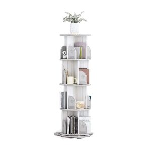 veramy 4 tier bookshelf floor standing bookcase rotating bookshelf large capacity bookshelf storage rack utility organizer shelves for bedroom living room study room (color : grey)