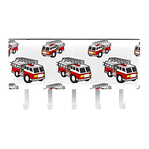 Fire Engine White Leather Hook Wall Mounted Coat Rack, 5 Hook Organizer Rail Rack for Door Kitchen Bathroom Bedroom Closet Room Entryway