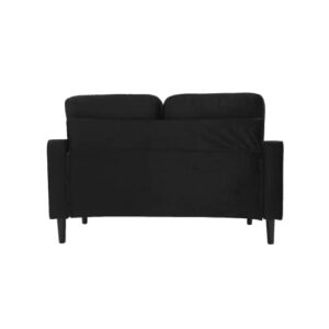 Modern Soft Loveseat Sofa for Small Space, 2-Seating Upholstered Couch with 2 Pillows for Apartment Living Room (Black), 55.5 x 33 x 34.25 inch