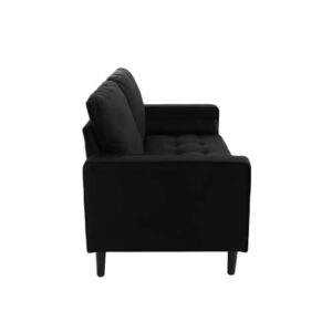 Modern Soft Loveseat Sofa for Small Space, 2-Seating Upholstered Couch with 2 Pillows for Apartment Living Room (Black), 55.5 x 33 x 34.25 inch