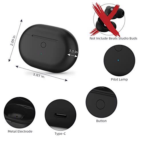 Charging Case Replacement Compatible for Beats Studio Buds with Bluetooth Pairing Sync Button & 660mAh Built-in Battery Charger(Not Include Beats Studio Buds) Black