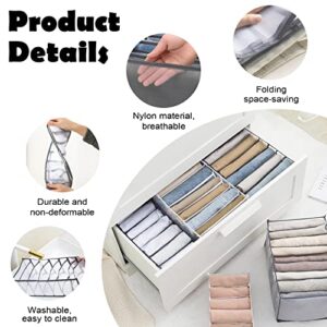 Wardrobe Clothes Organizer 2pcs Large, 7 Grids Foldable Closet Drawer Organizers Portable Storage Clothing Storage Mesh Bins Box for Jeans Pants T-Shirt Sweaters Underwear for Bedroom