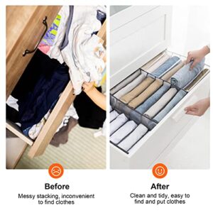 Wardrobe Clothes Organizer 2pcs Large, 7 Grids Foldable Closet Drawer Organizers Portable Storage Clothing Storage Mesh Bins Box for Jeans Pants T-Shirt Sweaters Underwear for Bedroom