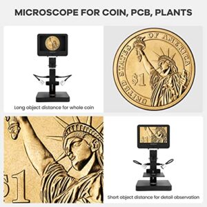 Andonstar AD246S-P HDMI Digital Microscope with 7'' Screen, 4000x 3 Lens 2160P UHD Video Record, Coin Microscope for Error Coins, Biological Microscope Kit for Adults and Kids, Prepred Slides