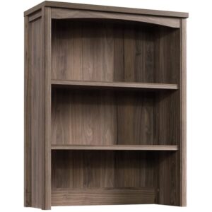 sauder costa washed walnut 2-shelf library hutch, washed walnut finish