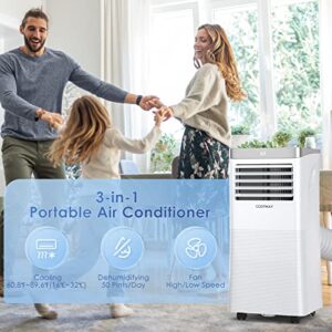 COSTWAY Portable Air Conditioner, 10000 BTU Air Cooler with Fan & Dehumidifier Mode for Rooms up to 350 Sq.Ft, Quiet AC Unit with Sleep Mode, 2 Fan Speeds, 24H Timer(10000BTU)