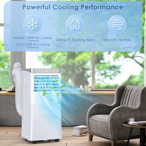 COSTWAY Portable Air Conditioner, 10000 BTU Air Cooler with Fan & Dehumidifier Mode for Rooms up to 350 Sq.Ft, Quiet AC Unit with Sleep Mode, 2 Fan Speeds, 24H Timer(10000BTU)