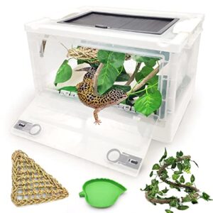 hamiledyi foldable reptile terrariums kit, 5pcs gecko tank starter kits mini transparent lizard habitat cages for iguana, snake, bearded dragon, tortoise, chameleon 15.6" x 11.6" x 9.4" white