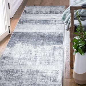 jinchan area rug 2x6 runner rug modern abstract rug indoor contemporary distressed carpet foldable thin rug hallway mat kitchen light grey print floor cover non slip bedroom living room dining room