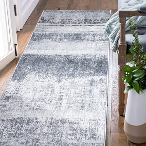 jinchan Area Rug 2x6 Runner Rug Modern Abstract Rug Indoor Contemporary Distressed Carpet Foldable Thin Rug Hallway Mat Kitchen Light Grey Print Floor Cover Non Slip Bedroom Living Room Dining Room