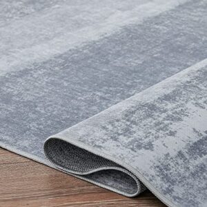 jinchan Area Rug 2x6 Runner Rug Modern Abstract Rug Indoor Contemporary Distressed Carpet Foldable Thin Rug Hallway Mat Kitchen Light Grey Print Floor Cover Non Slip Bedroom Living Room Dining Room