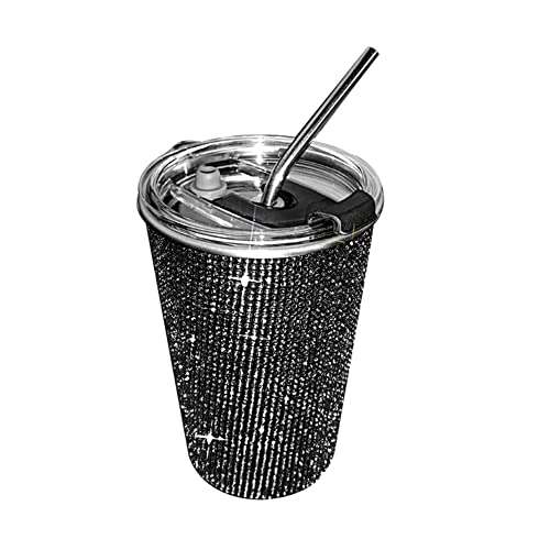 Bling Drink Coffee Mug,zcargel Crystal Drink Cup 20 Oz Stainless Steel Straw Coffee Cup Travel Mug Leak-proof Insulated Coffee Mug With Straw Water Cup Straight Cup For Home Office