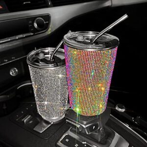 Bling Drink Coffee Mug,zcargel Crystal Drink Cup 20 Oz Stainless Steel Straw Coffee Cup Travel Mug Leak-proof Insulated Coffee Mug With Straw Water Cup Straight Cup For Home Office