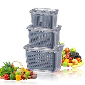 spears oulet mall | 3 in 1 fruit containers for fridge | multifunctional draining crisper with strainers | bpa free plastic fridge storage containers | food, fruits & vegetables containers with vents