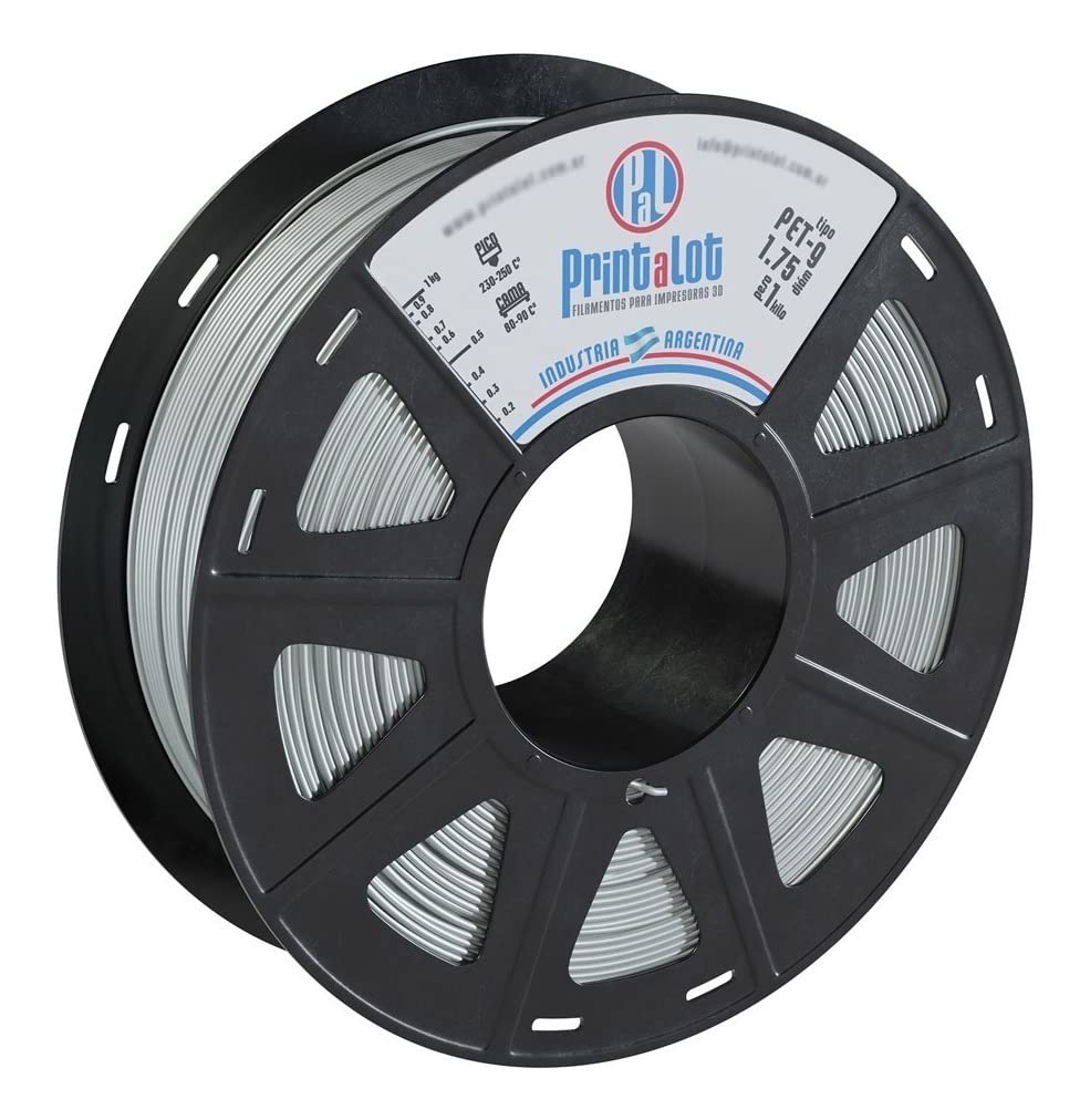 PRINTALOT PETG 3D Printer Filament, Dimensional Accuracy +/- 0.03 mm, 1 kg Spool, 1.75 mm, Silver Silk