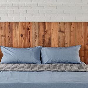 Brown Headboard Farmhouse King Size Bed Headboard Hanging Reclaimed Barnwood Head The Bed Wall Mount Panels Only Vintage Style Rustic Boho Chic Light Plank Wood Board Bedroom Furniture (King Size)