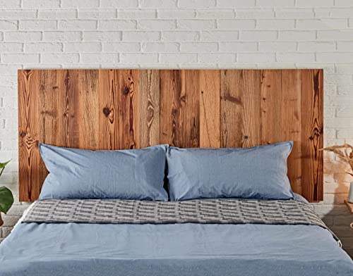 Brown Headboard Farmhouse King Size Bed Headboard Hanging Reclaimed Barnwood Head The Bed Wall Mount Panels Only Vintage Style Rustic Boho Chic Light Plank Wood Board Bedroom Furniture (King Size)