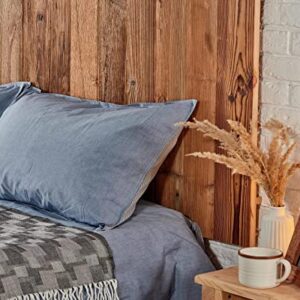 Brown Headboard Farmhouse King Size Bed Headboard Hanging Reclaimed Barnwood Head The Bed Wall Mount Panels Only Vintage Style Rustic Boho Chic Light Plank Wood Board Bedroom Furniture (King Size)