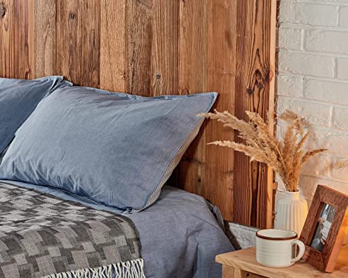 Brown Headboard Farmhouse King Size Bed Headboard Hanging Reclaimed Barnwood Head The Bed Wall Mount Panels Only Vintage Style Rustic Boho Chic Light Plank Wood Board Bedroom Furniture (King Size)