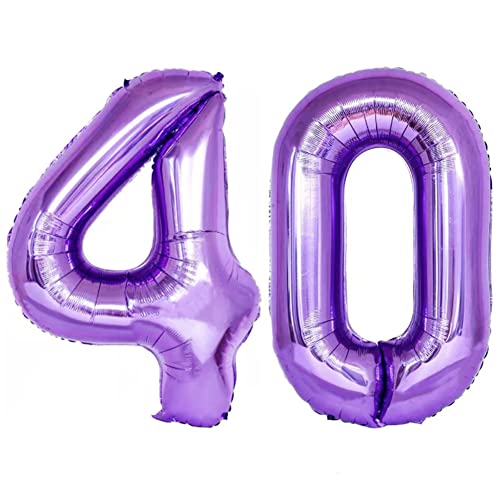 EMAAN Purple Number 40 Balloons, Birthday Mylar Foil Helium Digital Balloon, 42 Inch