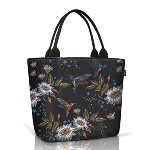 gloppie lunch bag women insulated lunch bag adults lunch box leakproof lunch tote thermal cooler bag meal prep bag snack bags for work travel picnic hummingbird daisy 9l