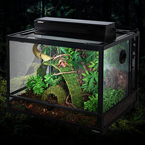 REPTIZOO Reptile Light Fixture Kit, Paludarium Terrarium Hood with 13W UVB Reptile Light Bulb Compact Fluorescent Lamp & Full Spectrum LED Light for Reptile Terrarium Tank