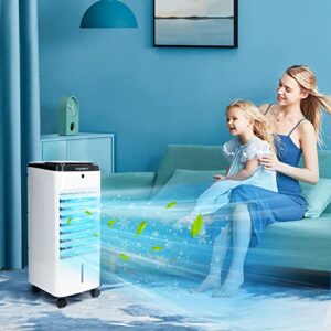 Aigostar Portable Evaporative air cooler, Portable Air Conditioner with Double Water Tank, 3 Modes w/Cooling & Humidification, 12H Timer & Remote Control Ultra-quiet Swamp cooler for Home & Office