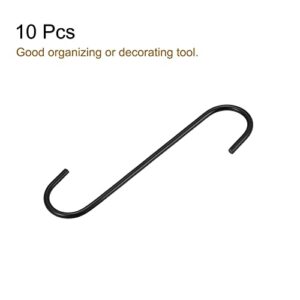 uxcell S Hanging Hooks, 8inch/200mm Extra Long Steel Hanger, Indoor Outdoor Uses for Garden, Bathroom, Closet, Workshop, Kitchen, Black, 10Pcs