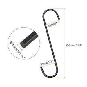 uxcell S Hanging Hooks, 8inch/200mm Extra Long Steel Hanger, Indoor Outdoor Uses for Garden, Bathroom, Closet, Workshop, Kitchen, Black, 10Pcs