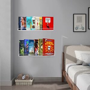 Watpot Acrylic Shelves, 15" Clear Floating Shelves, Clear Acrylic Bookshelf for Wall, Set of 4