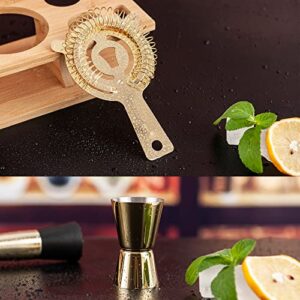 JNWINOG Shakers Bartending, 11Pcs-Cocktail Shaker Set Gold Drink Mixer with 25oz Martini Shaker,Muddler,Bar Spoon and More Professional for Home and Bartender.(Gold)