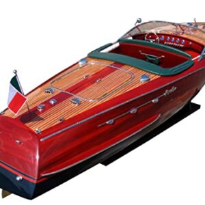 Wooden Model Boats Handicraft Riva ARISTON Painted, Assembled Wooden Boat Decoration, Model Boat Display, Riva Model Boat, RED, 50X14X14 CM