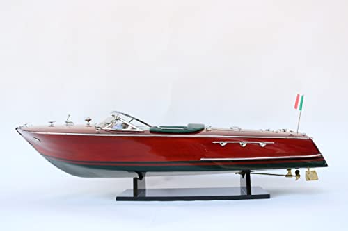 Wooden Model Boats Handicraft Riva ARISTON Painted, Assembled Wooden Boat Decoration, Model Boat Display, Riva Model Boat, RED, 50X14X14 CM