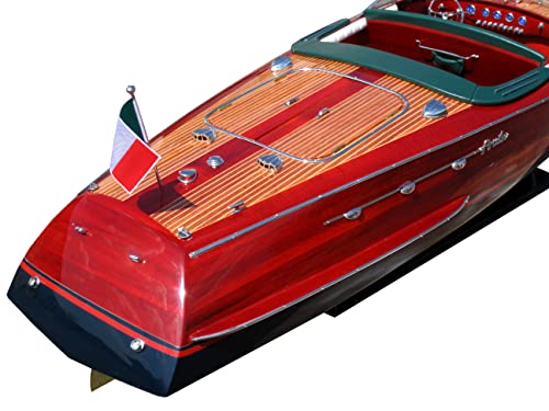 Wooden Model Boats Handicraft Riva ARISTON Painted, Assembled Wooden Boat Decoration, Model Boat Display, Riva Model Boat, RED, 50X14X14 CM