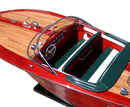 Wooden Model Boats Handicraft Riva ARISTON Painted, Assembled Wooden Boat Decoration, Model Boat Display, Riva Model Boat, RED, 50X14X14 CM