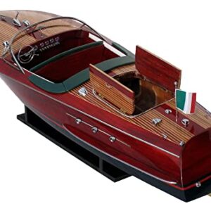 Wooden Model Boats Handicraft Riva ARISTON Painted, Assembled Wooden Boat Decoration, Model Boat Display, Riva Model Boat, RED, 50X14X14 CM