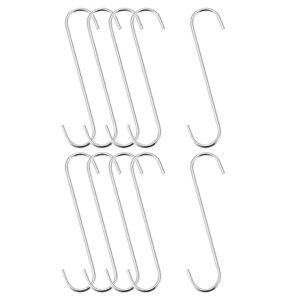 uxcell s hanging hooks, 8inch/200mm extra long steel hanger, indoor outdoor uses for garden, bathroom, closet, workshop, kitchen, silver tone, 10pcs