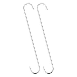 uxcell s hanging hooks, 12inch/300mm extra long steel hanger, indoor outdoor uses for garden, bathroom, closet, workshop, kitchen, silver tone, 2pcs