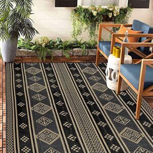 HiiARug 4'x6' Indoor Outdoor Rugs Plastic Straw Mat RV Rug Patio Rugs Outdoor Waterproof Reversible Lightweight Area Rug for Deck, Backyard, Picnic, Camping(Black)