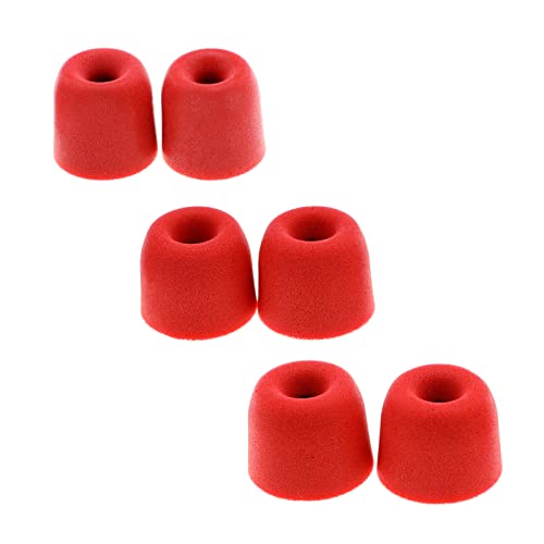 3 Pairs of Memory Foam Ear Tips Earphone Buds Noise Isolation 3.0mm Earbuds Eartips Replacement Compatible with TIN HiFi T2 Pro 3 Sizes S/M/L Red