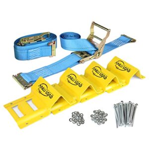 anlu load wheel chock tie down kit,wheel tie down straps,e track tie down system for atv,utv,construction equipment&small tractors.